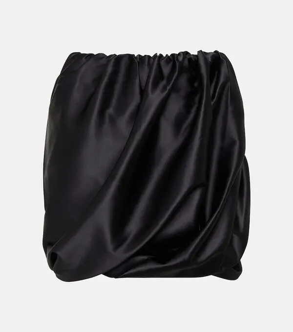 GANNI Ruched Satin Mini Skirt