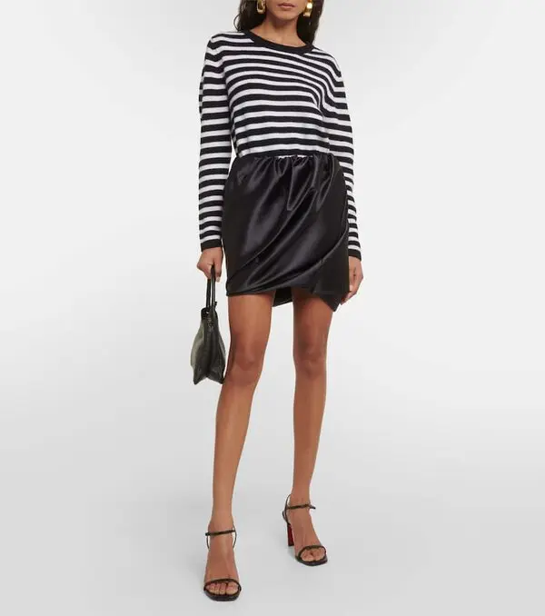 GANNI Ruched Satin Mini Skirt