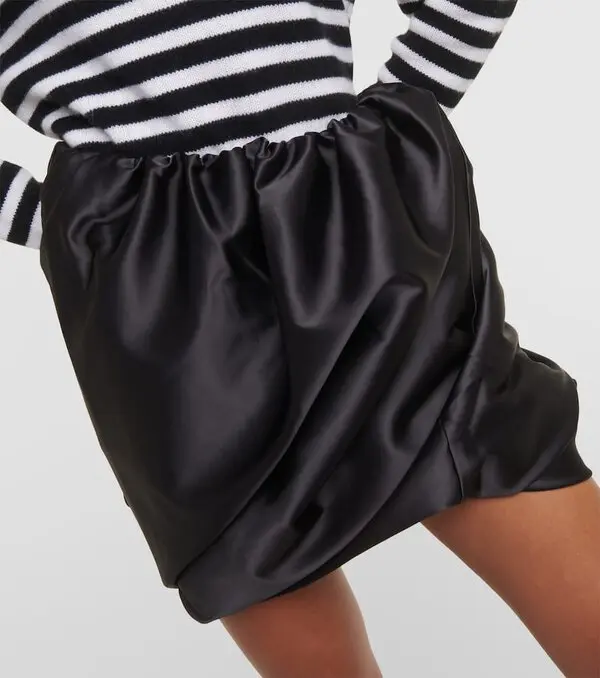 GANNI Ruched Satin Mini Skirt
