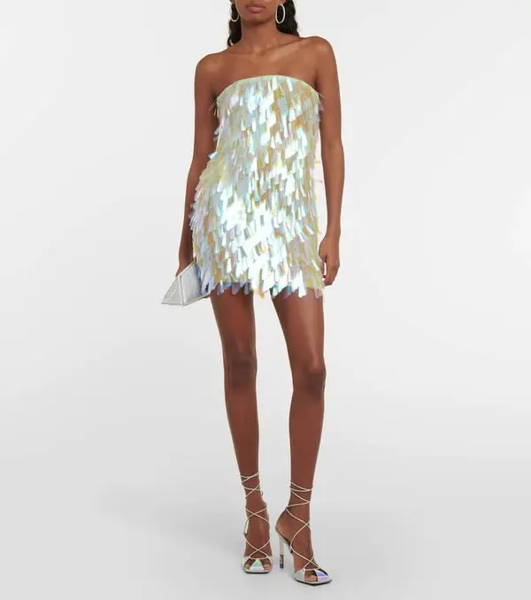 Attico Embellished Silk Minidress