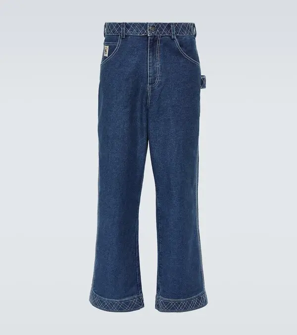 BODE Knolly Brook Embroidered Wide-leg Jeans - Blue
