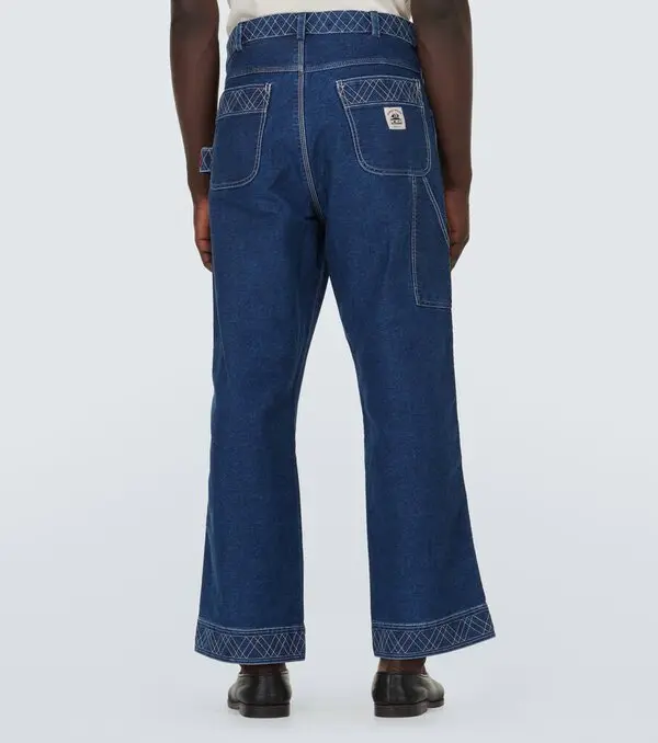 BODE Knolly Brook Embroidered Wide-leg Jeans - Blue