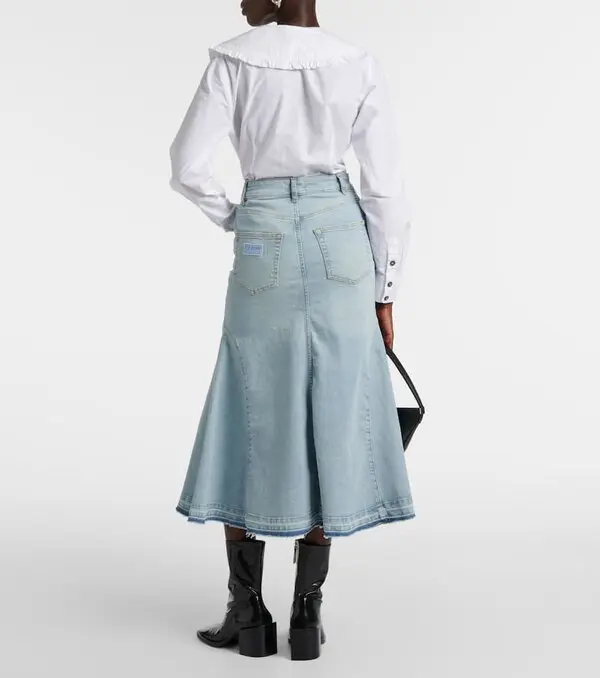 GANNI High-rise Denim Midi Skirt
