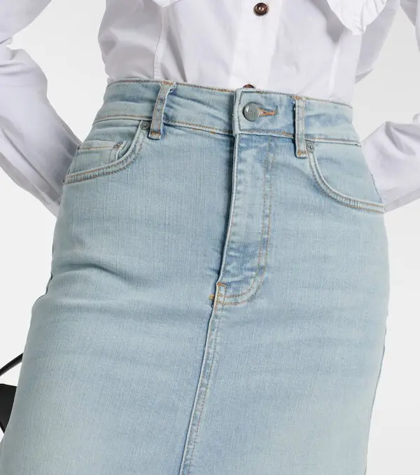 GANNI High-rise Denim Midi Skirt
