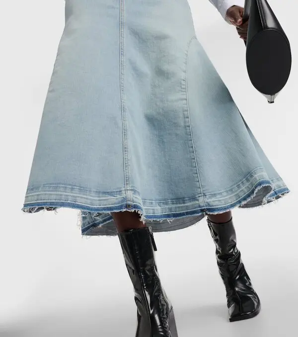 GANNI High-rise Denim Midi Skirt