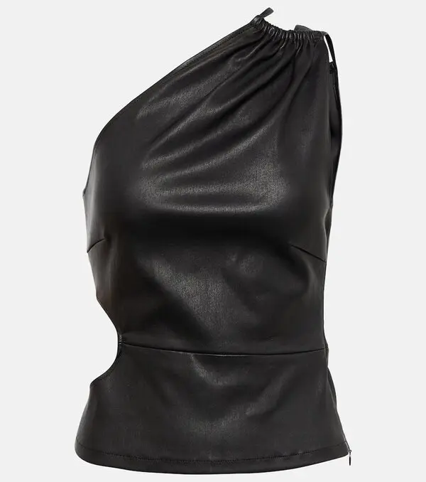 Amiri One-shoulder Cut-out Leather Top