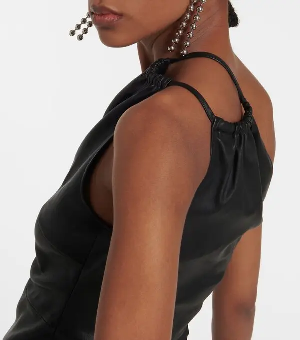 Amiri One-shoulder Cut-out Leather Top