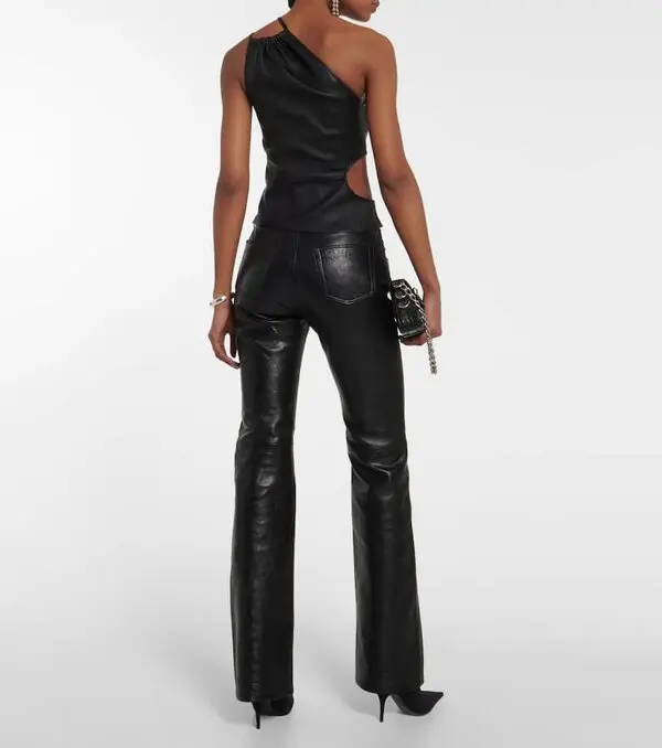Amiri One-shoulder Cut-out Leather Top