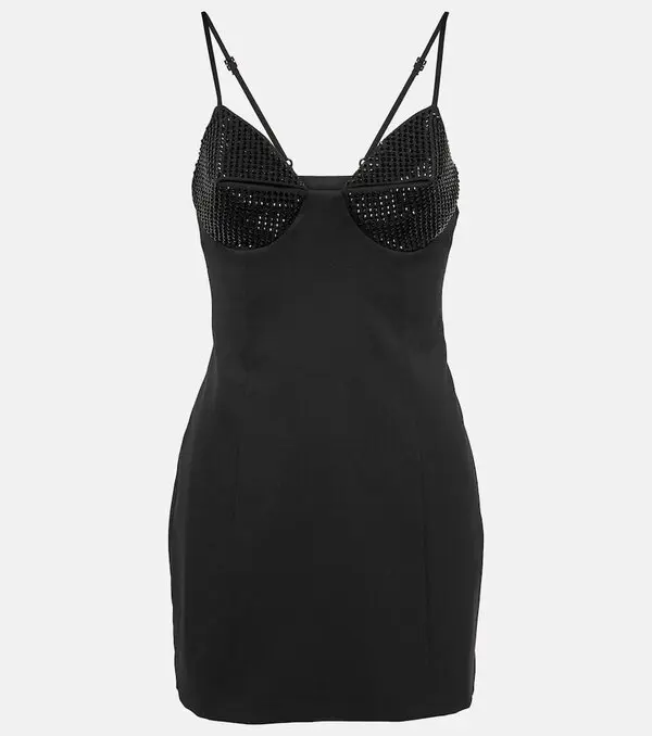 AREA Crystal-embellished Mini Dress - Black