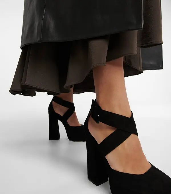 JIMMY CHOO Gian 140 Platform Leather Pumps - Black