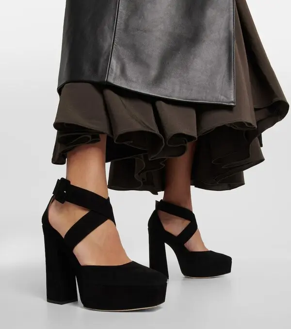 JIMMY CHOO Gian 140 Platform Leather Pumps - Black