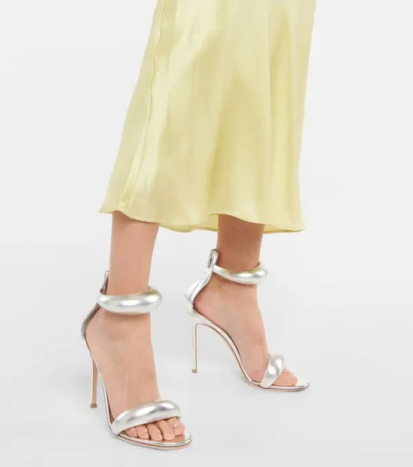 GIANVITO ROSSI Bijoux 105 Leather Sandals - Silver
