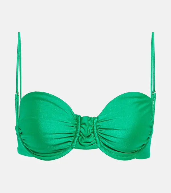 Jade Swim Mia Ruched Bikini Top - Green