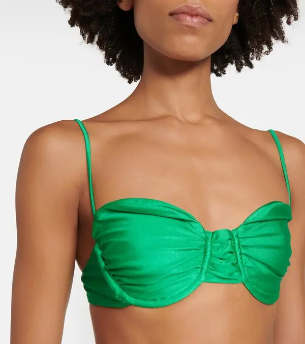 Jade Swim Mia Ruched Bikini Top - Green