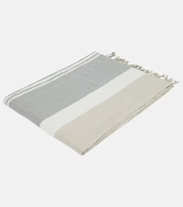 Brunello Cucinelli Striped Linen Beach Towel - Beige