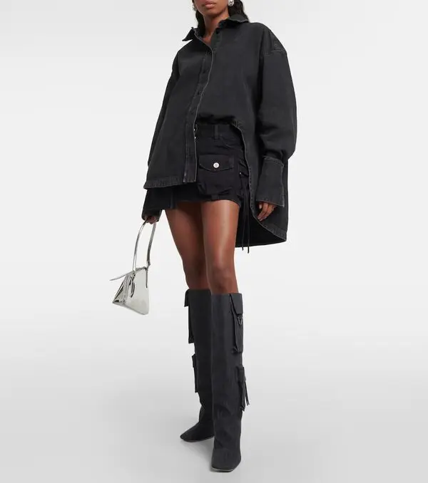 Attico Sienna Denim Knee-high Boots - Grey