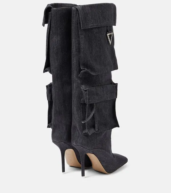 Attico Sienna Denim Knee-high Boots - Grey