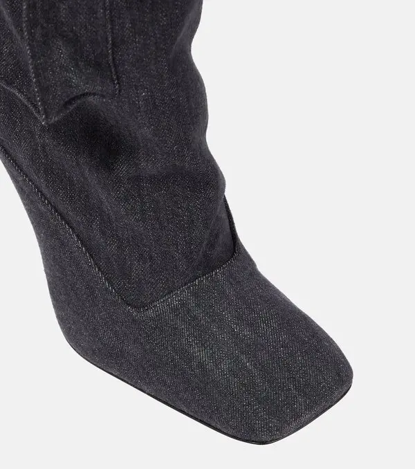 Attico Sienna Denim Knee-high Boots - Grey
