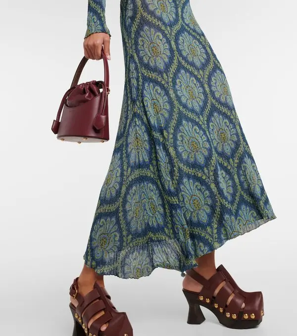 Etro Printed Off-shoulder Midi Dress