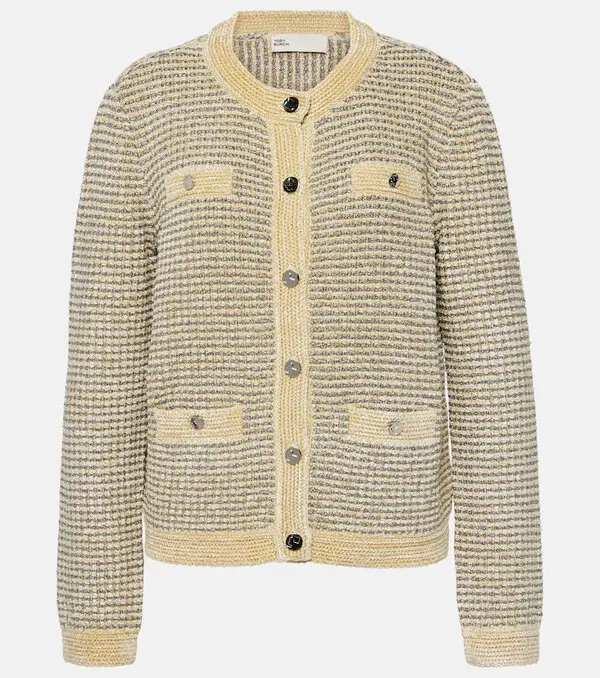 Tory Burch Kendra Striped Velvet Cardigan
