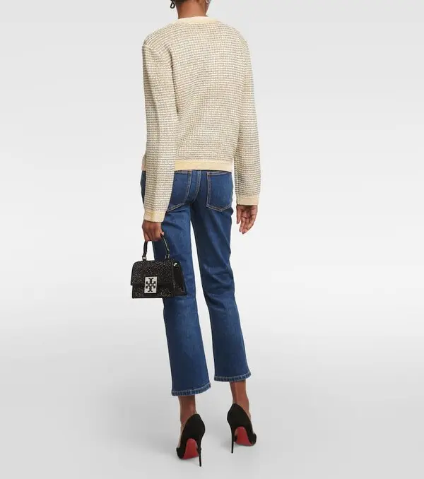 Tory Burch Kendra Striped Velvet Cardigan