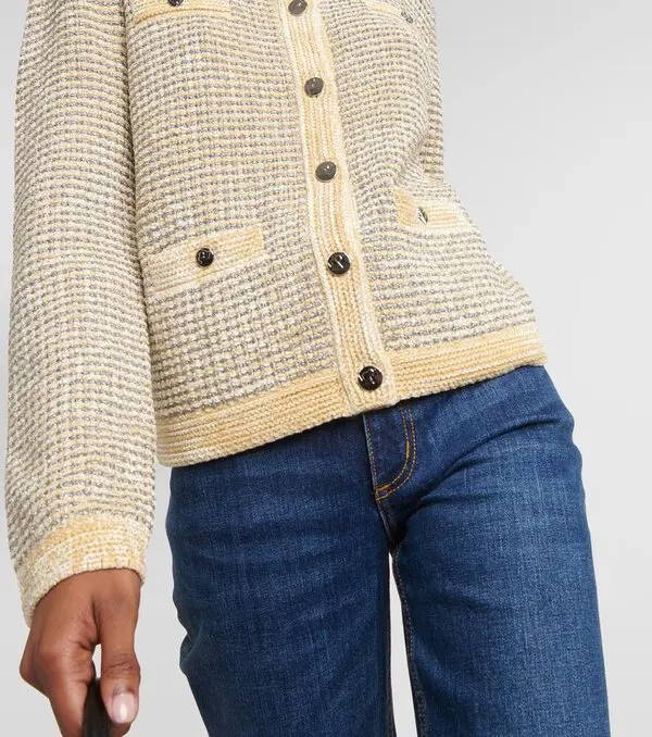 Tory Burch Kendra Striped Velvet Cardigan
