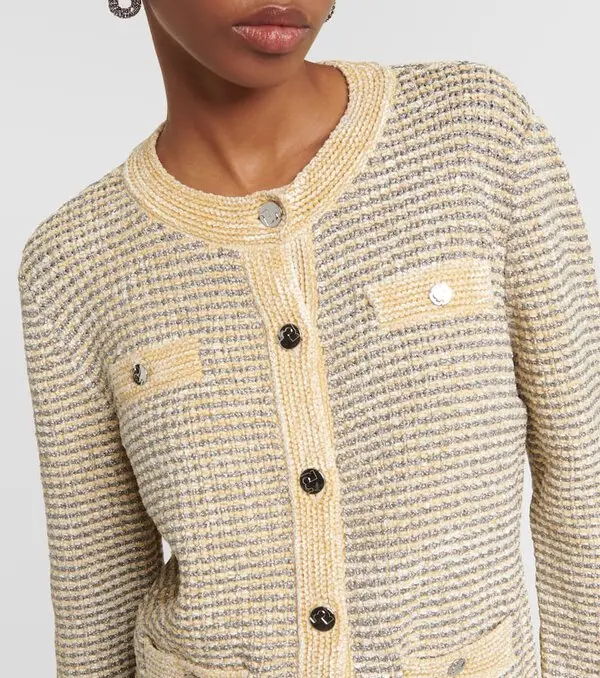 Tory Burch Kendra Striped Velvet Cardigan