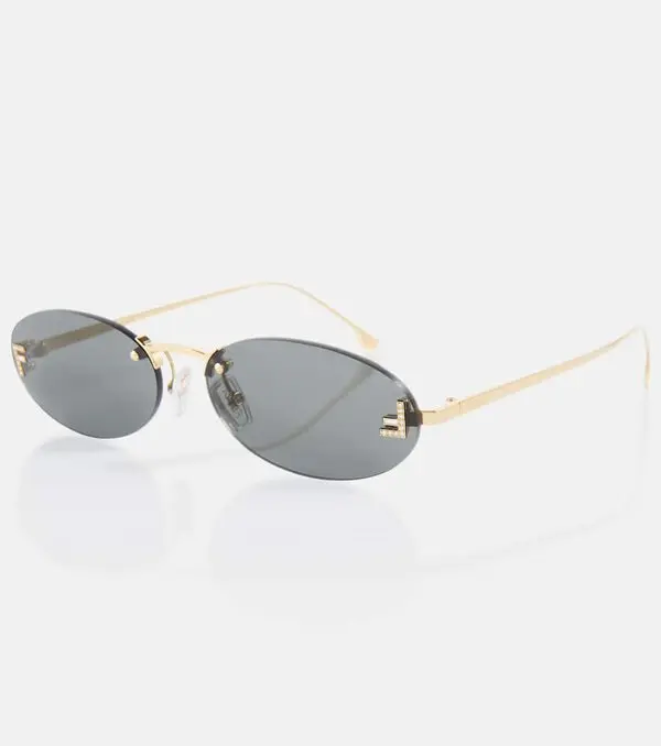 Fendi Embellished Oval Sunglasses - Black