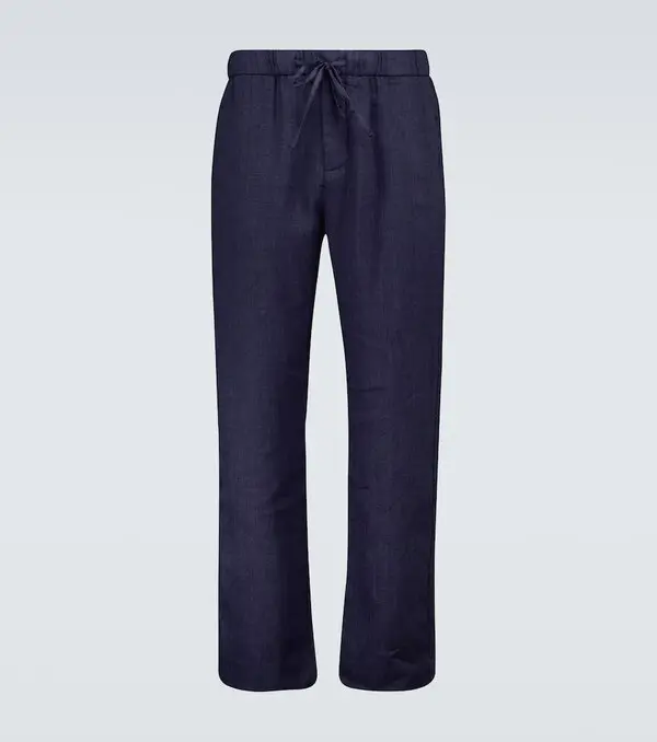 Frescobol Carioca Linen And Cotton Chinos With Drawstring Waist