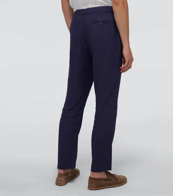 Frescobol Carioca Linen And Cotton Chinos With Drawstring Waist