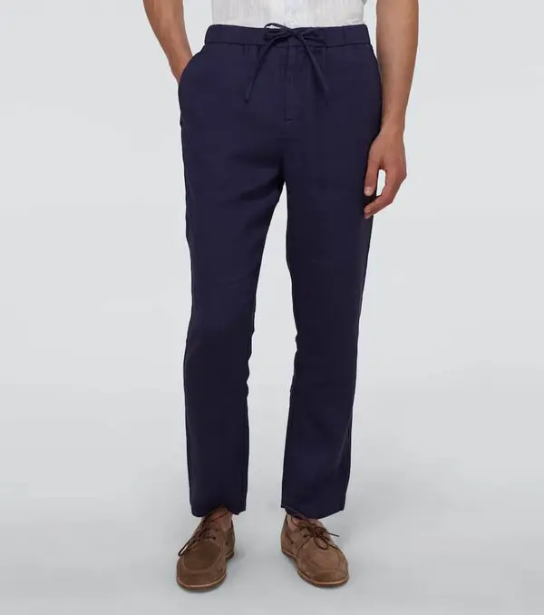 Frescobol Carioca Linen And Cotton Chinos With Drawstring Waist