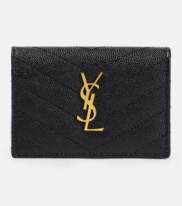 Saint Laurent Cassandre Matelasse Leather Card Case - Black