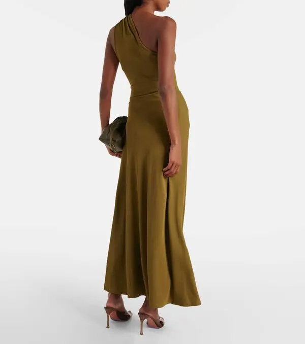 Christopher Esber Tri Crystal Stone Ruched Maxi Skirt