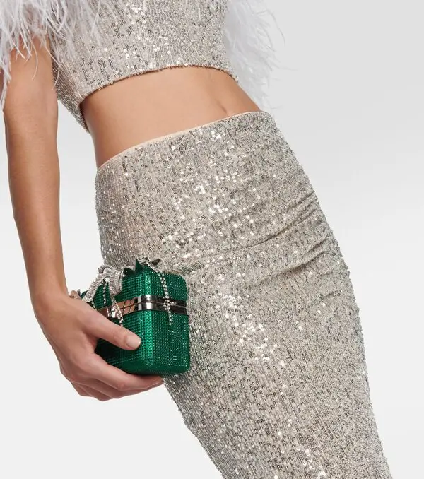 SELF-PORTRAIT Sequined High-rise Maxi Skirt