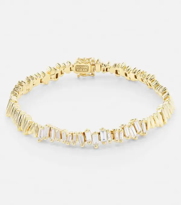 SUZANNE KALAN 18kt Yellow Diamond Baguette Bracelet - Gold