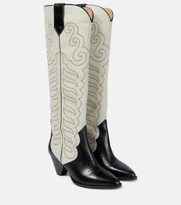 Isabel Marant Étoile Liela Leather And Suede Cowboy Boots