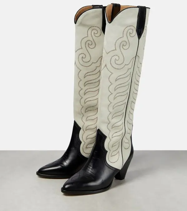 Isabel Marant Étoile Liela Leather And Suede Cowboy Boots