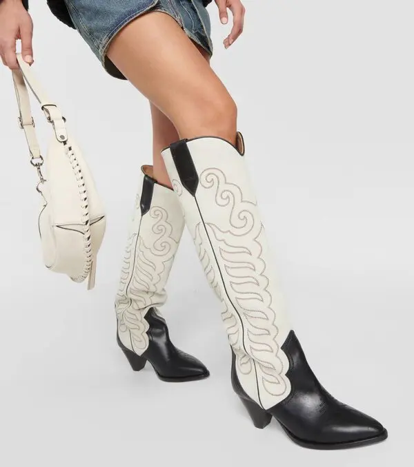 Isabel Marant Étoile Liela Leather And Suede Cowboy Boots