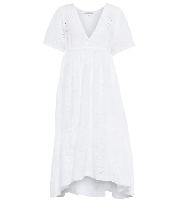 Heidi Klein Broderie Anglaise Cotton Midi Dress - White