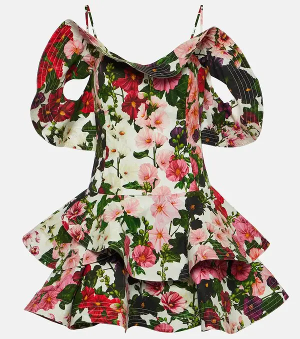 Oscar De La Renta Ruffled Floral Mini Dress - Multicoloured