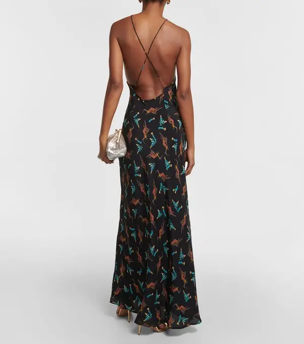 Rixo Printed Halterneck Maxi Dress
