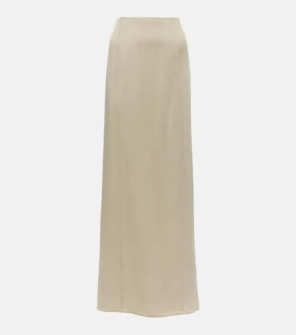 Brunello Cucinelli Satin Maxi Skirt - Beige
