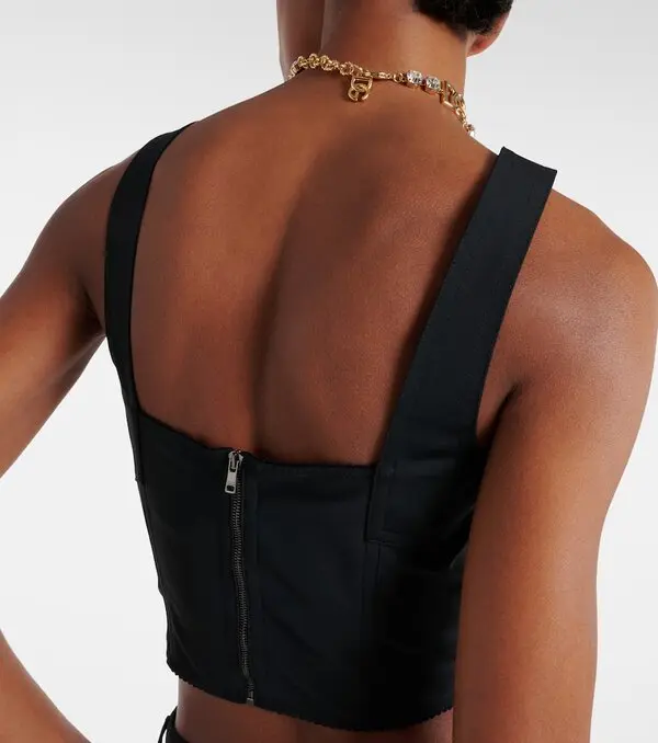 Dolce & Gabbana Lace-trimmed Jacquard Bustier