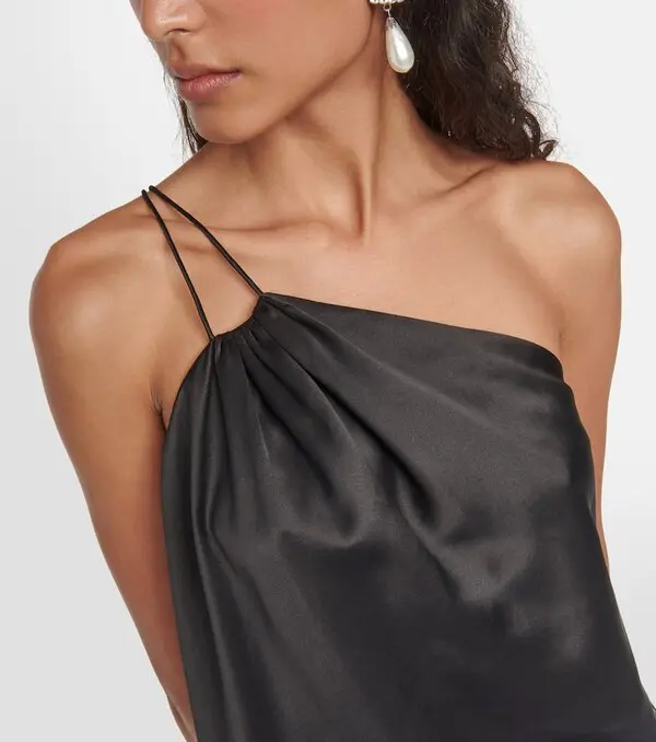 THE SEI One-shoulder Silk Satin Top