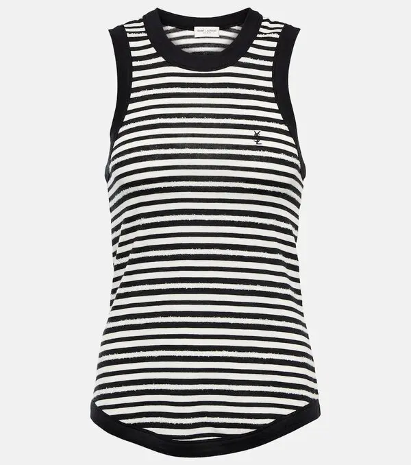 Saint Laurent Cassandre Striped Jersey Top