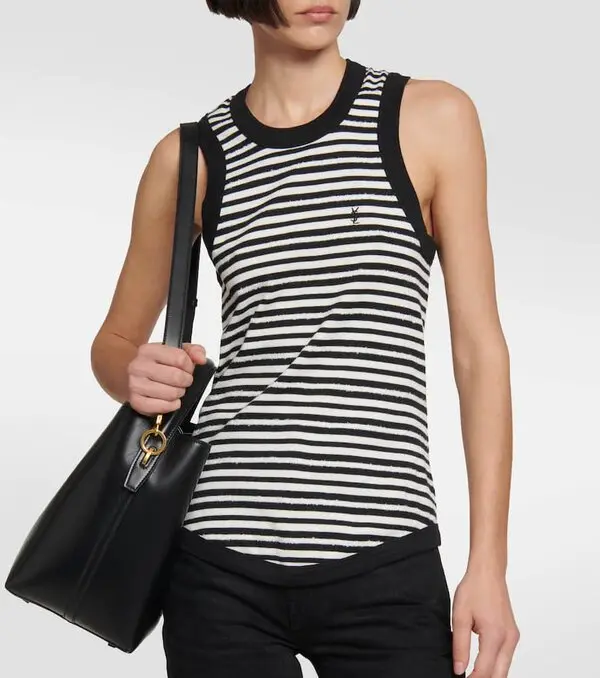 Saint Laurent Cassandre Striped Jersey Top