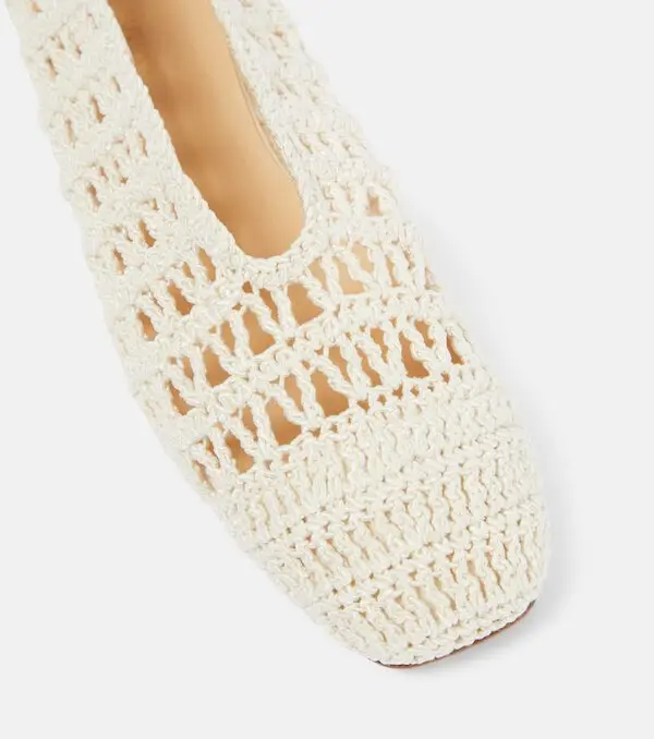 Magda Butrym Crochet Ballet Flats With Floral Appliqu - White