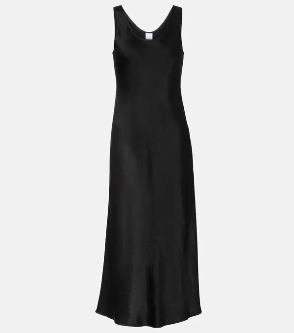 Max Mara Talete Satin Midi Dress - Black