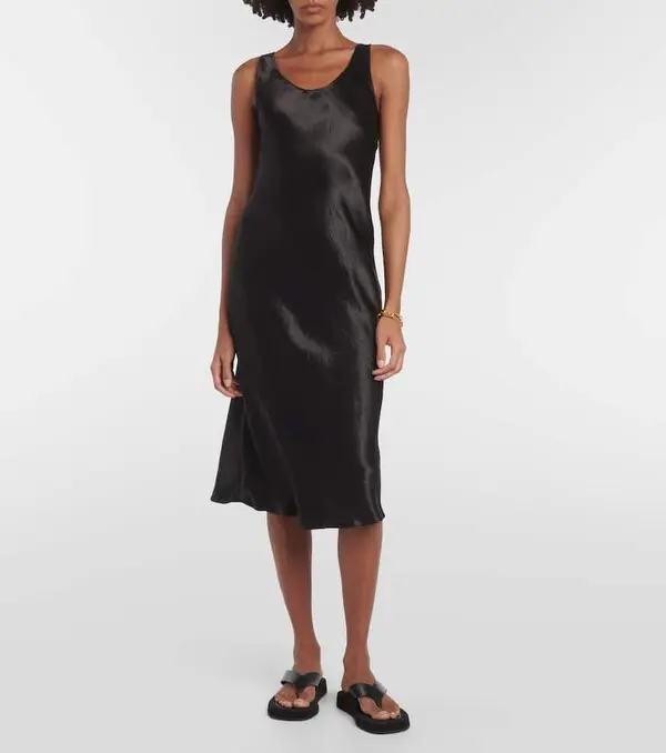 Max Mara Talete Satin Midi Dress - Black