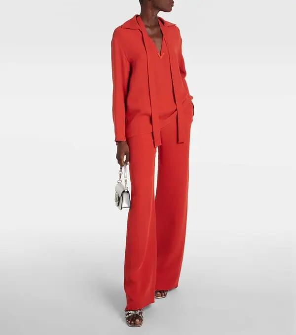 Valentino Garavani Cady Couture Wide-leg Pants